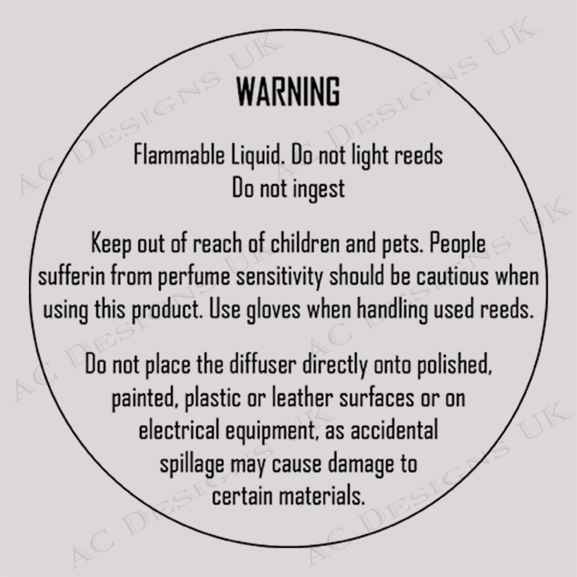 Reed Diffuser Warning Labels Downloadable Labels Reed - Etsy