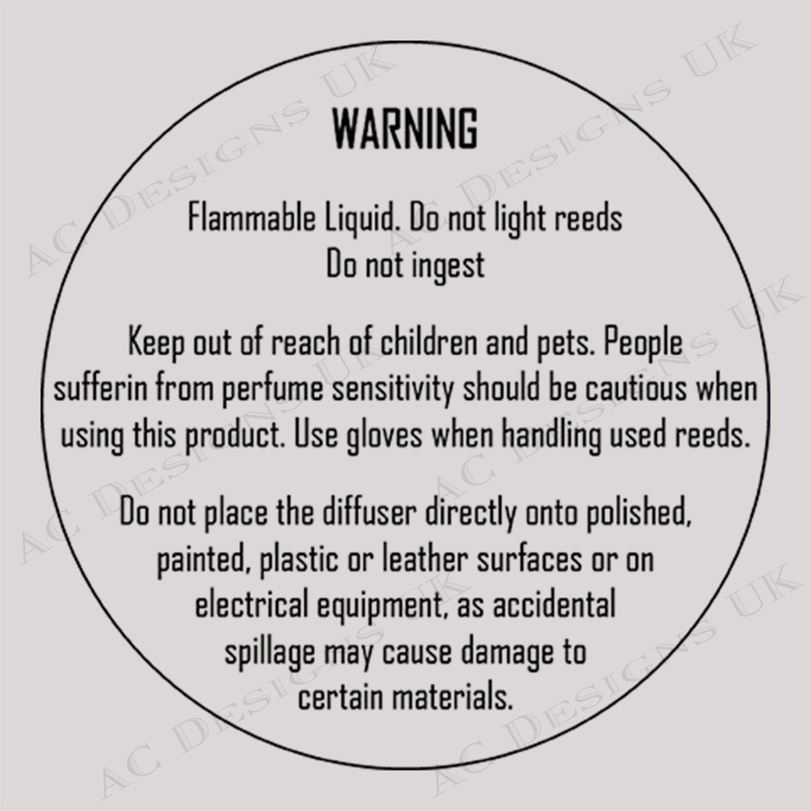 Reed Diffuser Warning Labels Downloadable Labels Reed - Etsy