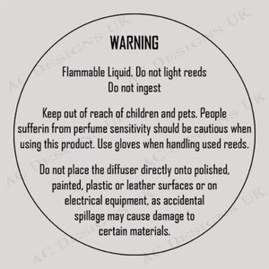 Reed Diffuser Warning Labels, Downloadable Labels, Reed Diffuser Labels ...