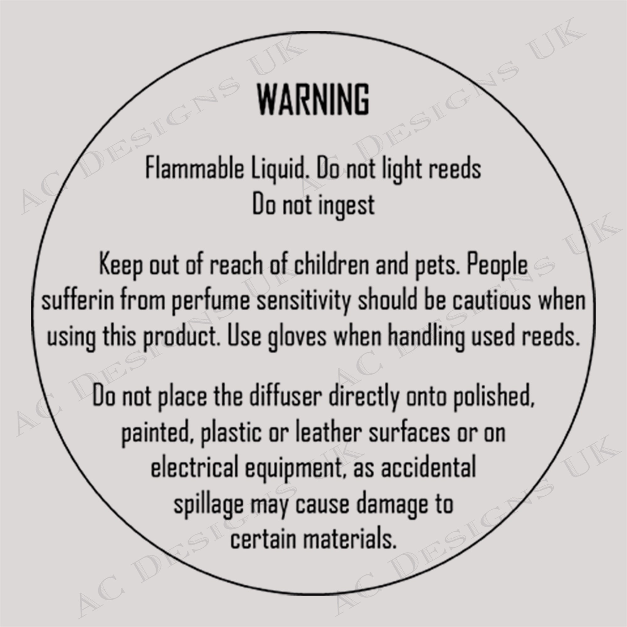 Reed Diffuser Warning Labels Downloadable Labels Reed | Etsy