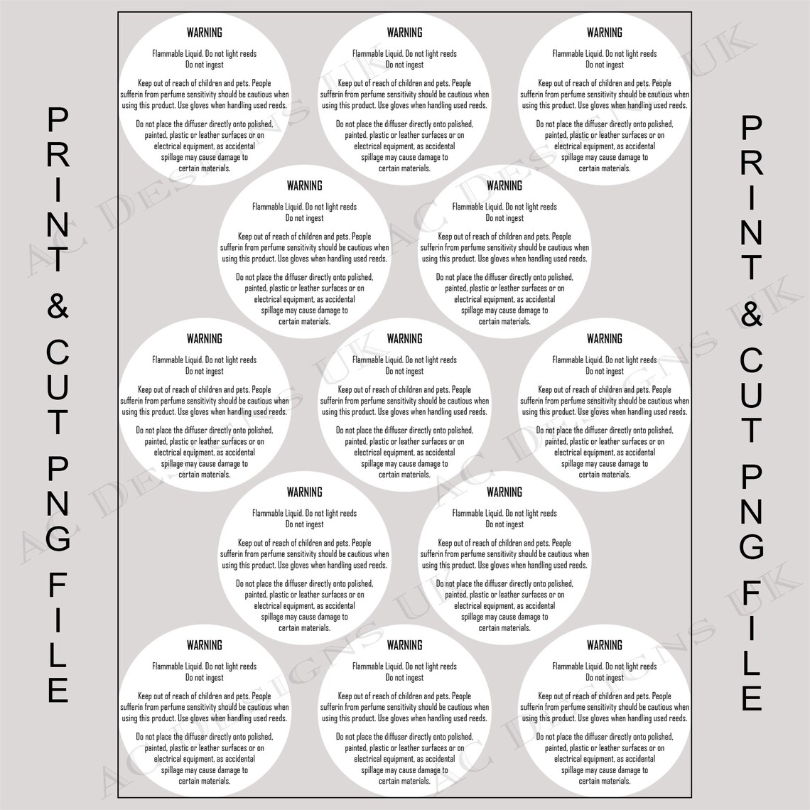 Reed Diffuser Warning Labels Downloadable Labels Reed - Etsy