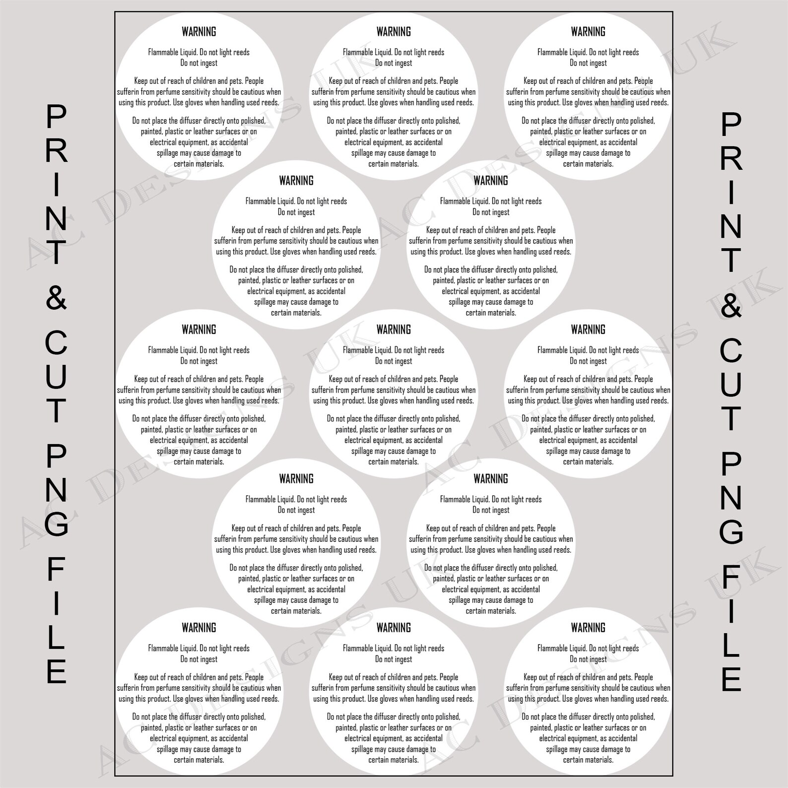 Reed Diffuser Warning Labels Downloadable Labels Reed - Etsy