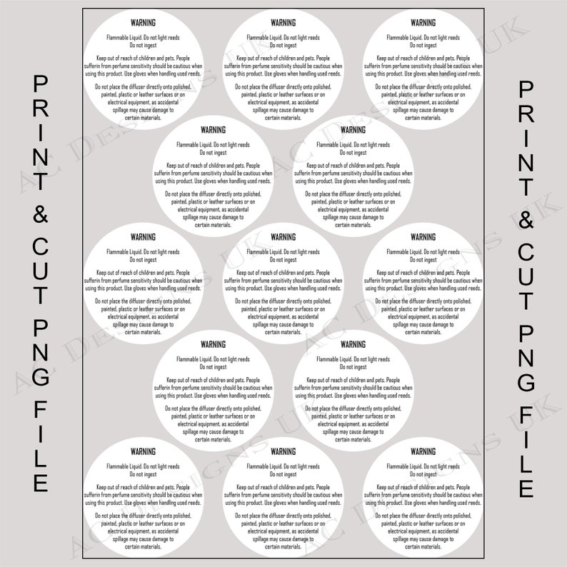 Reed Diffuser Warning Labels Downloadable Labels Reed - Etsy