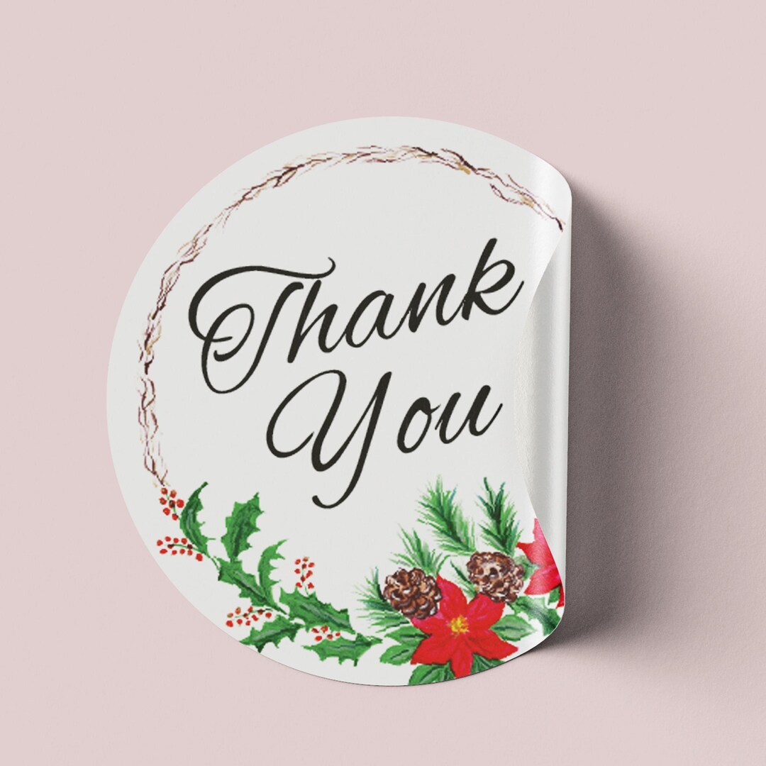 Thank You Labels, Downloadable Labels, Round Labels, Christmas, Instant ...