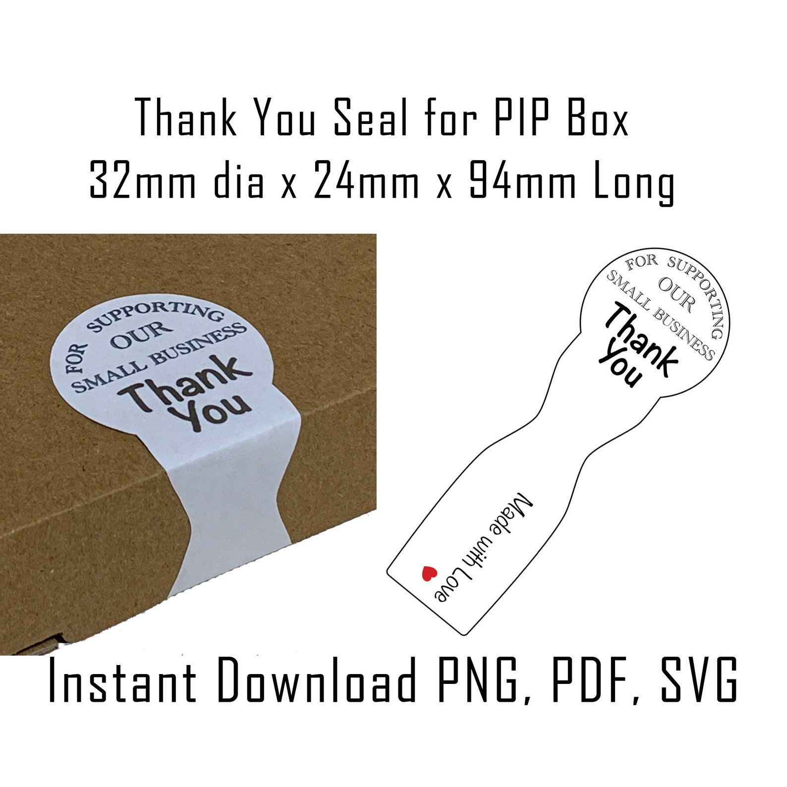 Thank You Labels Downloadable Labels Pip Box Seals Instant | Etsy