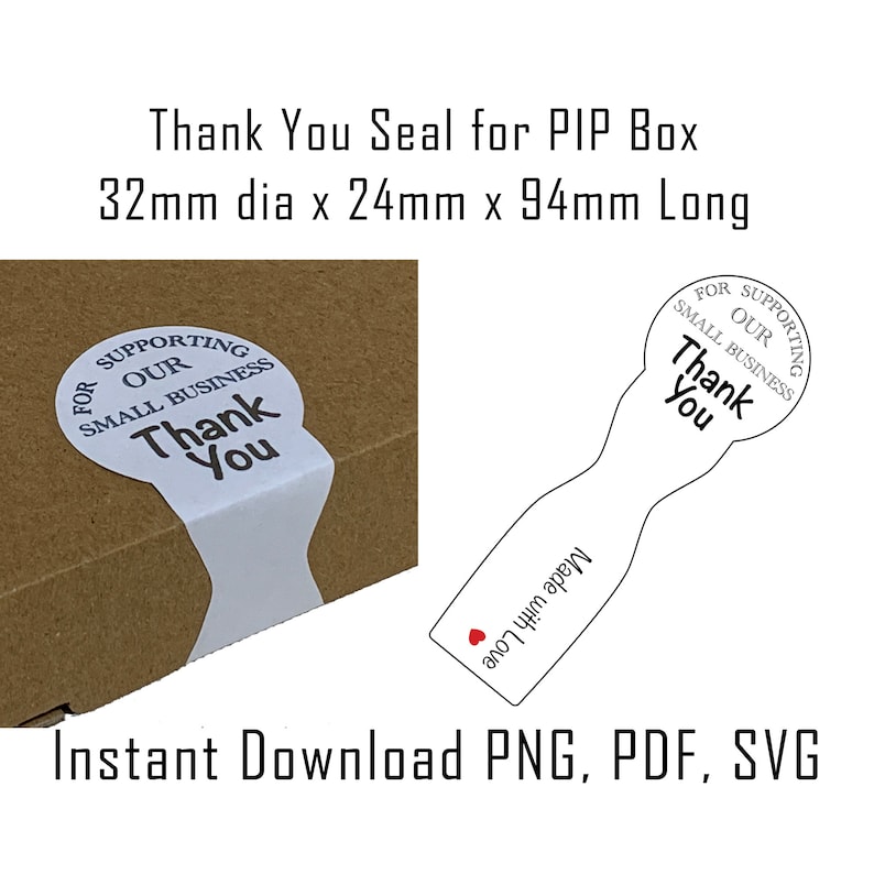 Thank You Labels Downloadable Labels Pip Box Seals Instant - Etsy