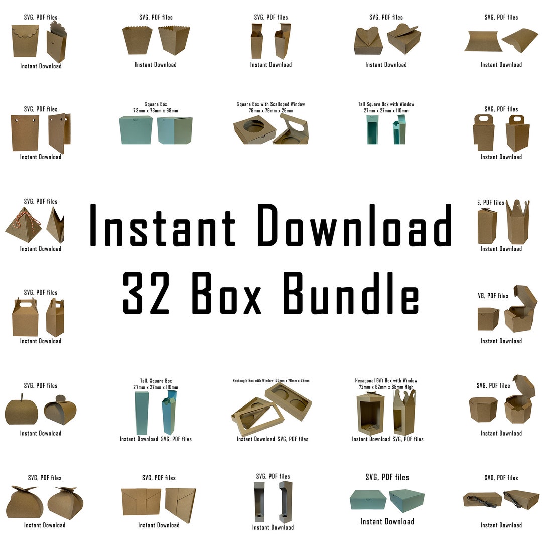 Box Bundle, Downloadable Box Template,printable Box Template, Instant ...
