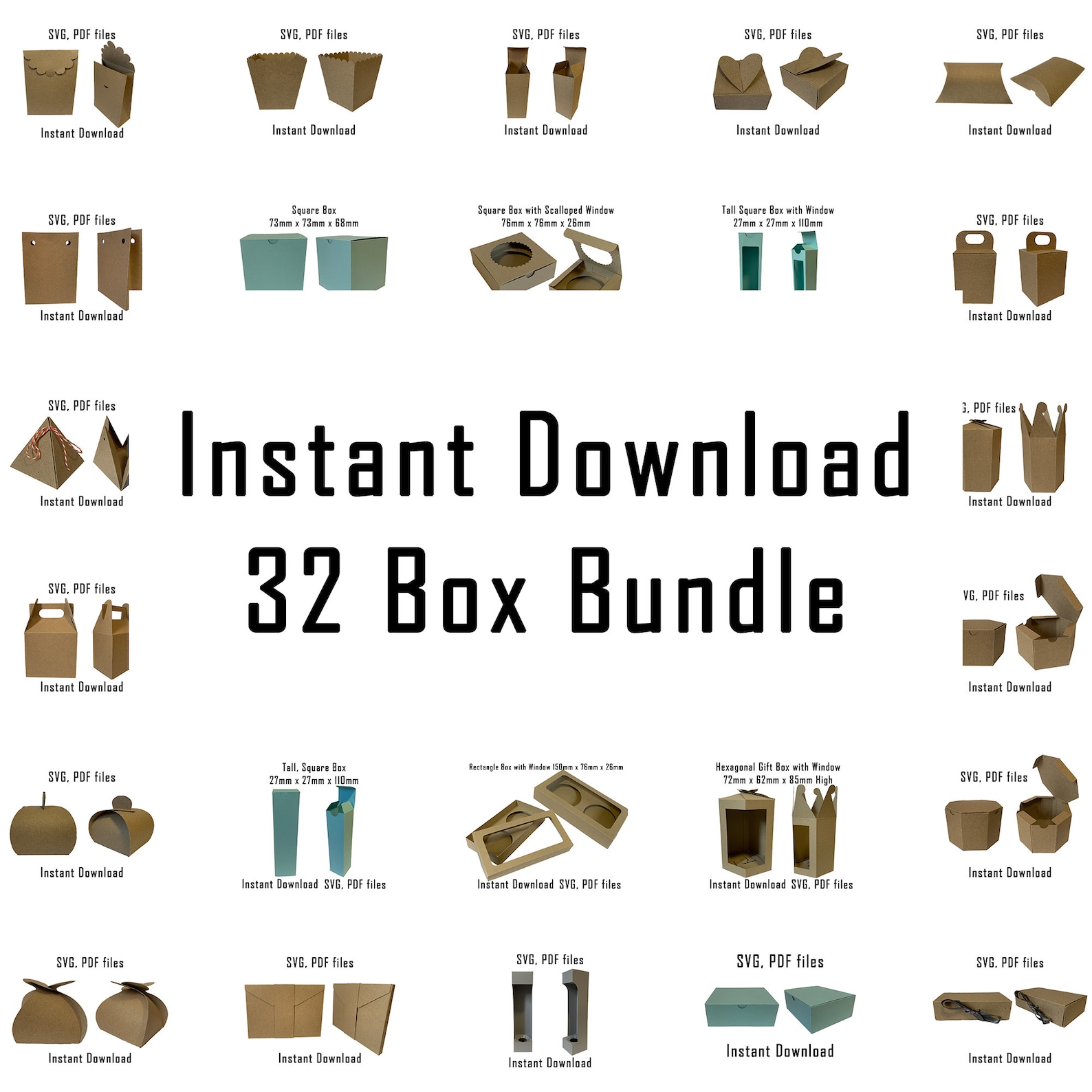 Box Bundle Downloadable Box Templateprintable Box Template - Etsy