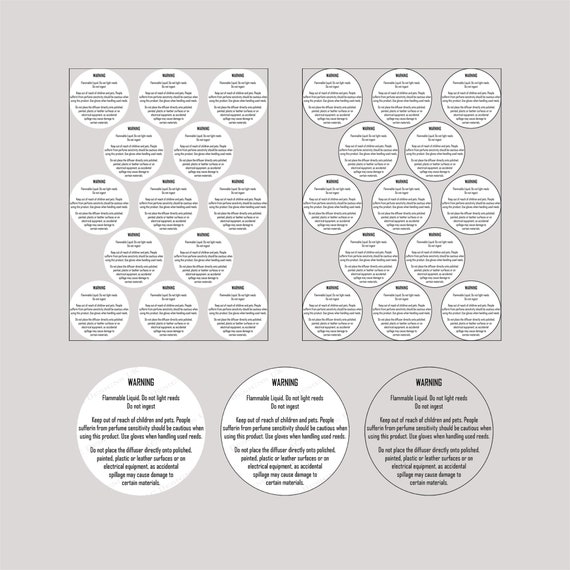 Reed Diffuser Warning Labels Downloadable Labels Reed - Etsy