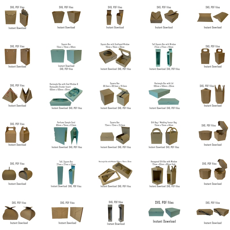 Box Bundle Downloadable Box Templateprintable Box Template - Etsy