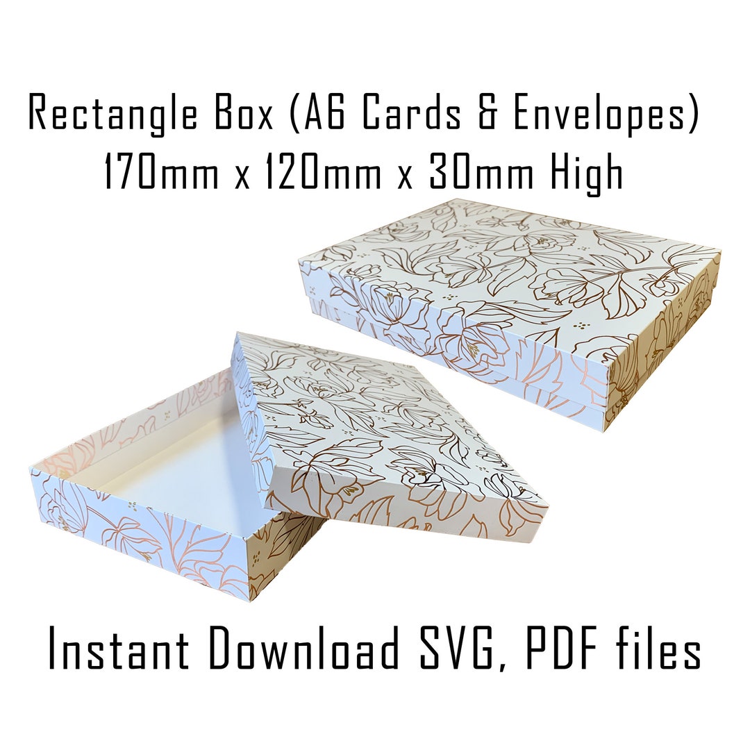 A6 Gift Card Box Template, Rectangle Box With Lid (SVG, PDF) - Etsy