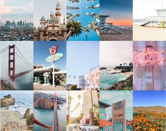 California Style Aesthetic Wall Collage Kit 85+ Pcs Printable Cali ...