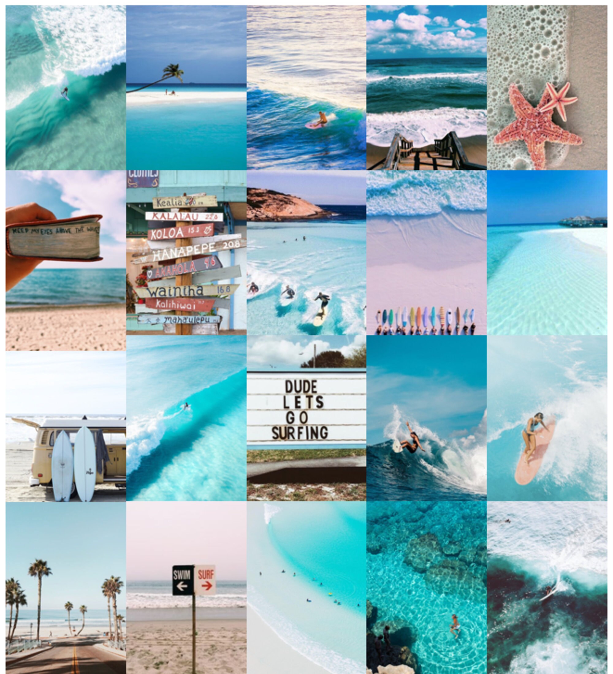 Beachy Blue Collage Kit (digital) - Etsy