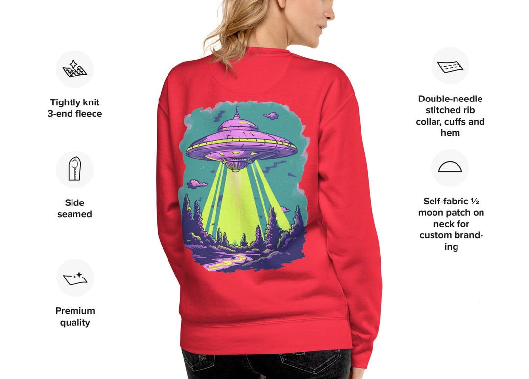Colorful UFO Sweater,uap Front & Back Graphics,vibrant Orb,ufo Lovers ...