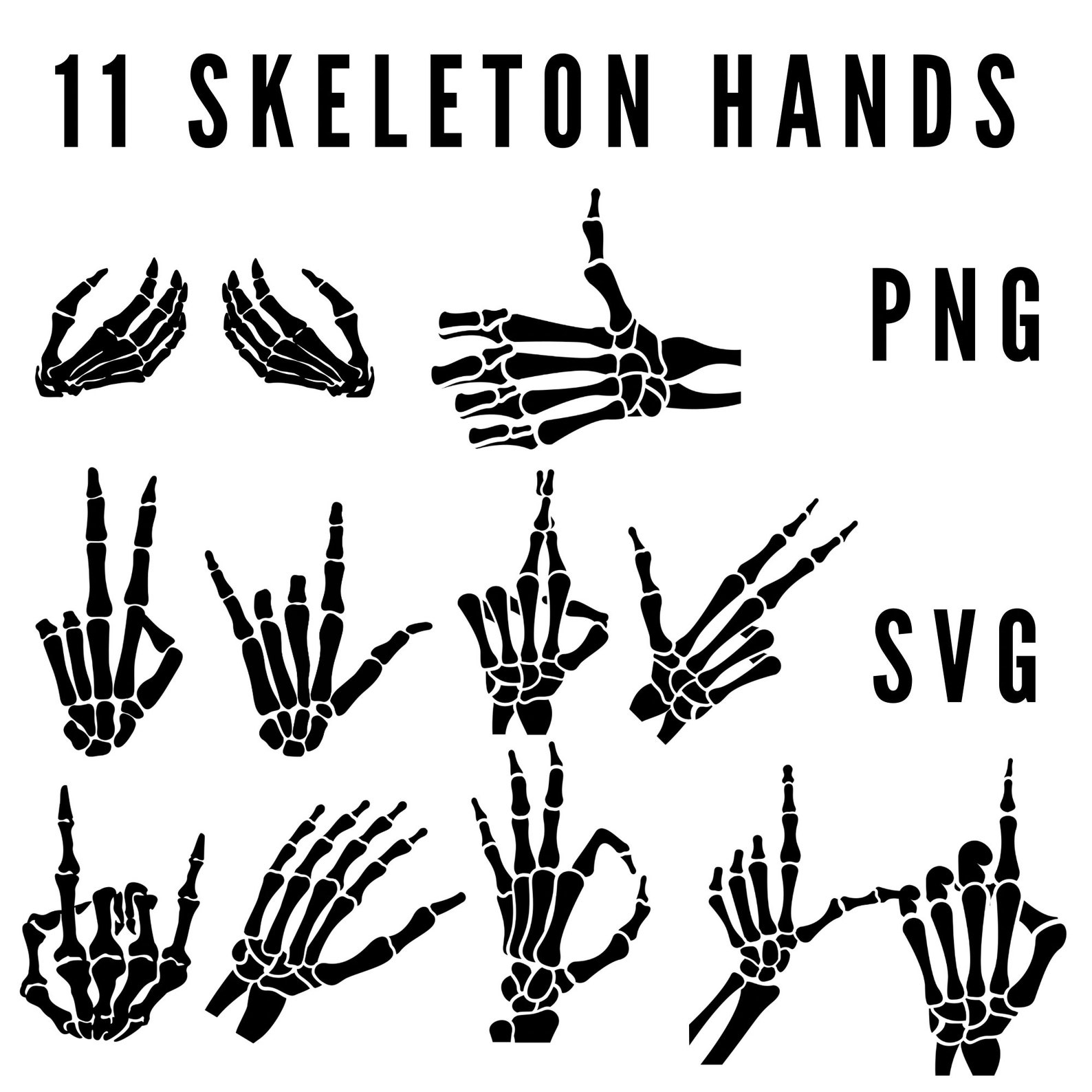 Skeleton Hands SVG PNG Bundle | 11 Skeleton Hands | Trending Skeleton ...