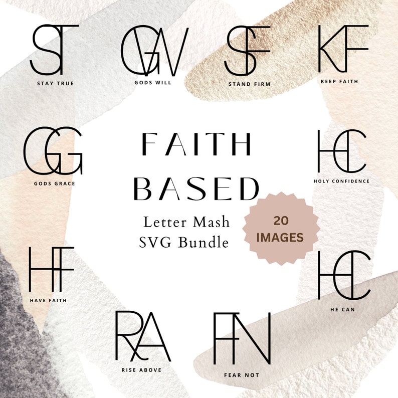 Faith Based Letter Mash SVG Contemporary Elegant Church SVG Bundle of ...