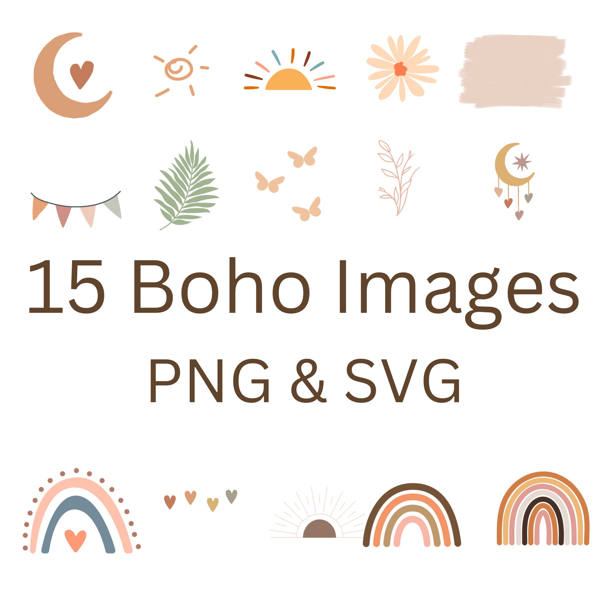 Boho Inspired Elements SVG PNG Bundle | Boho Chic | Boho Gifts | Boho ...