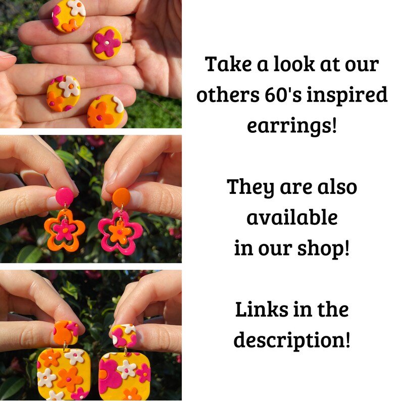 Groovy 60's Style Earrings, Flower Power Dangle Earring, Retro 70's ...