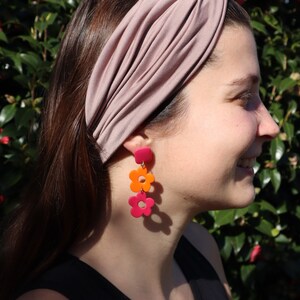 Groovy 60's Style Earrings, Flower Power Dangle Earring, Retro 70's ...
