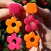 Groovy 60's Style Earrings, Flower Power Dangle Earring, Retro 70's ...