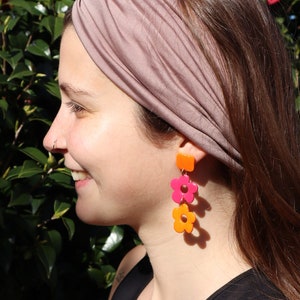 Groovy 60's Style Earrings, Flower Power Dangle Earring, Retro 70's ...