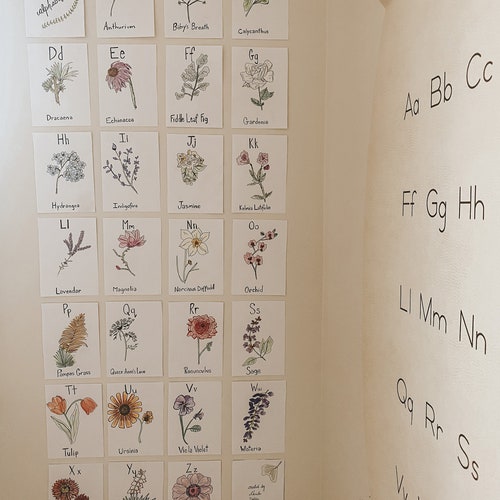 Botanic Alphabet Cards - Etsy