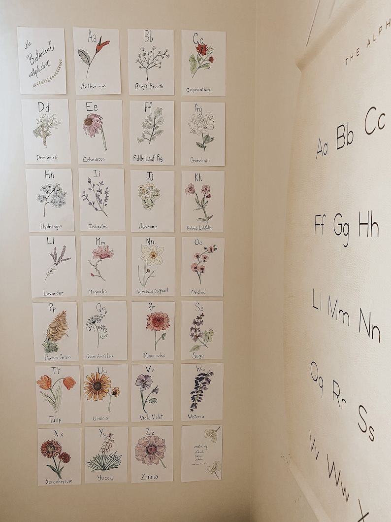 Botanic Alphabet Cards - Etsy