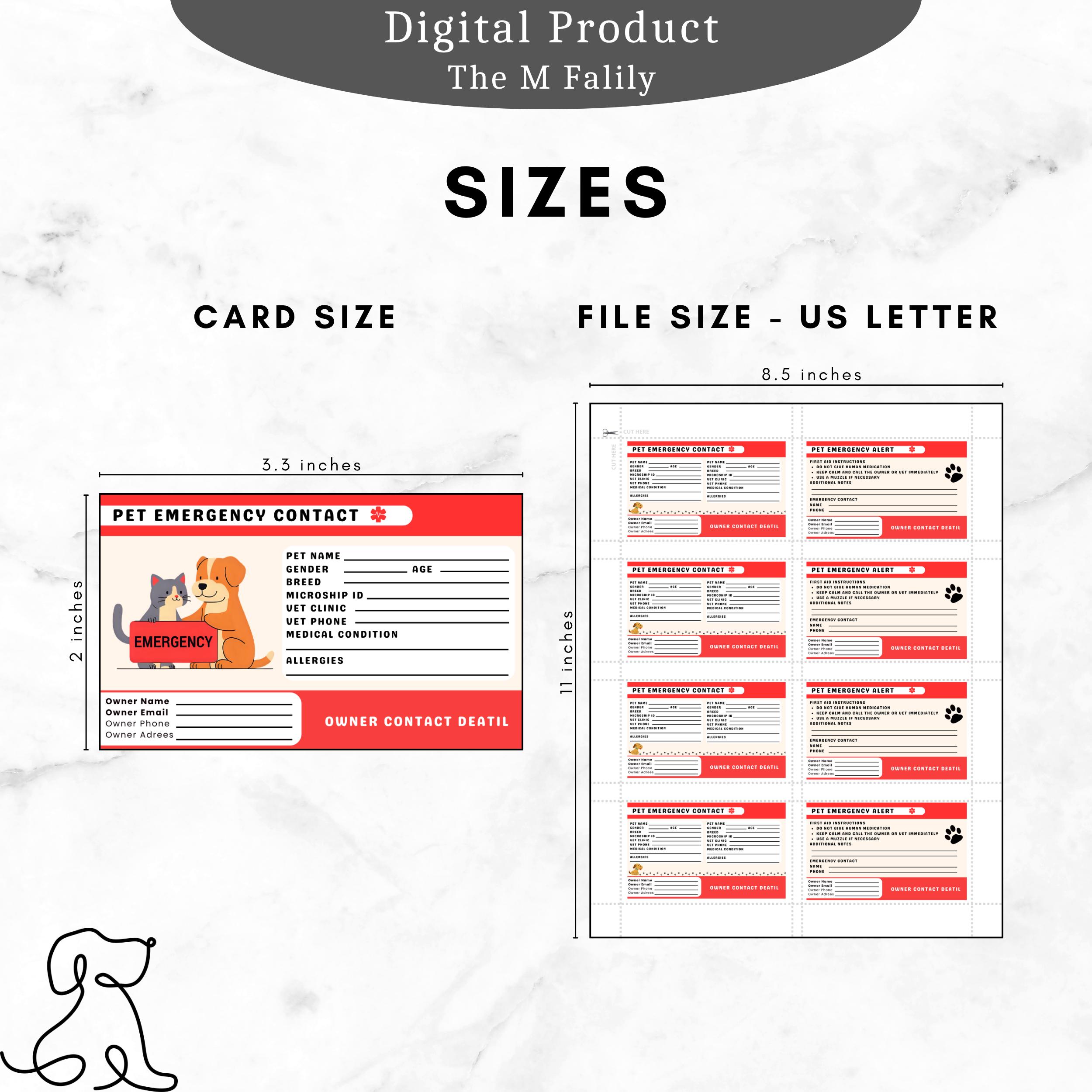 Pet Emergency Contact Card, Fillable Checklist (printable PDF) - Etsy