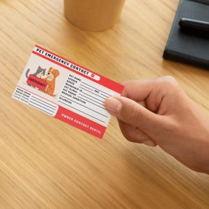 Pet Emergency Contact Card, Printable, Pet Emergency Kit Checklist ...