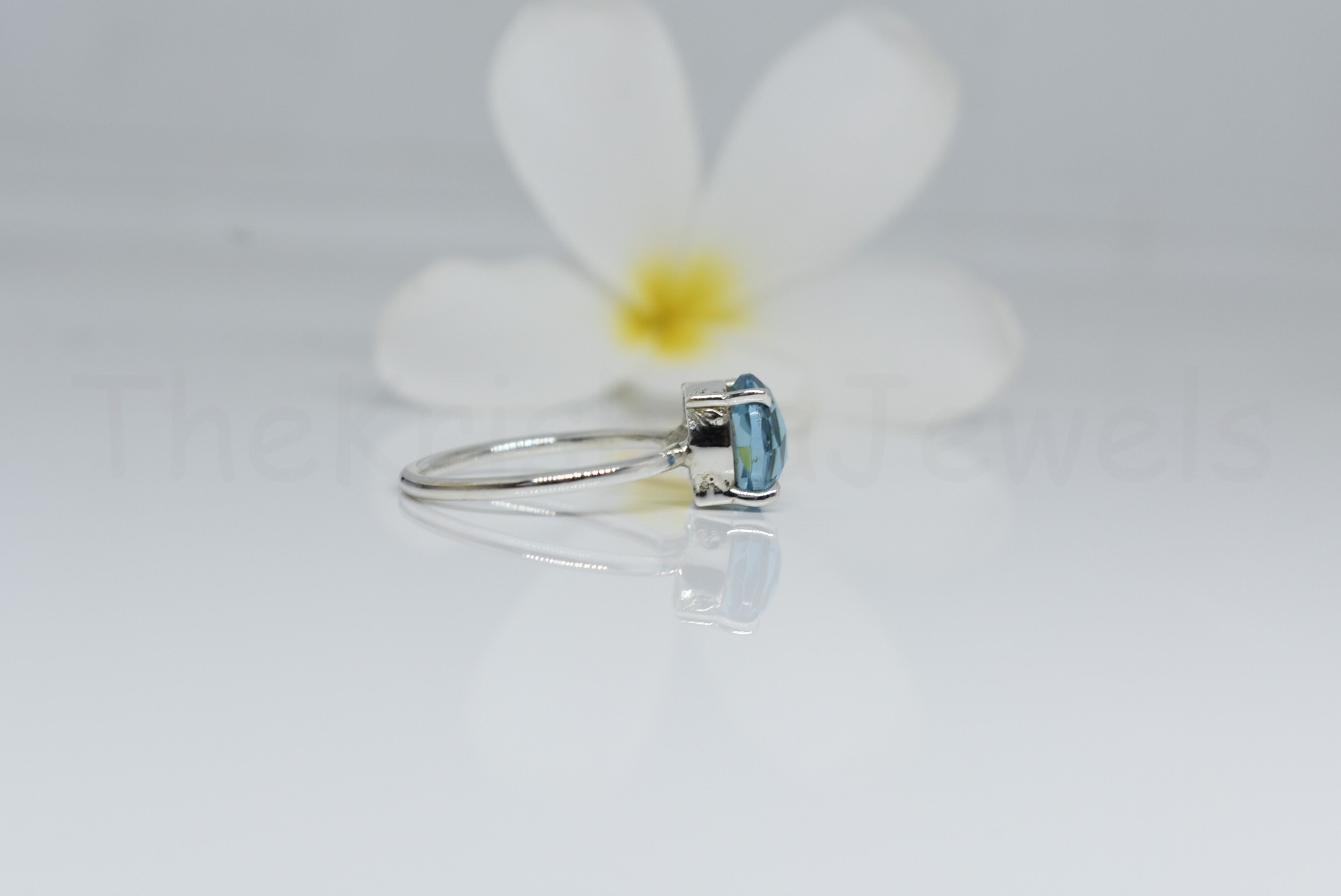 Blue Topaz Stone Ring 925 Sterling Silver Ring Round Shape | Etsy