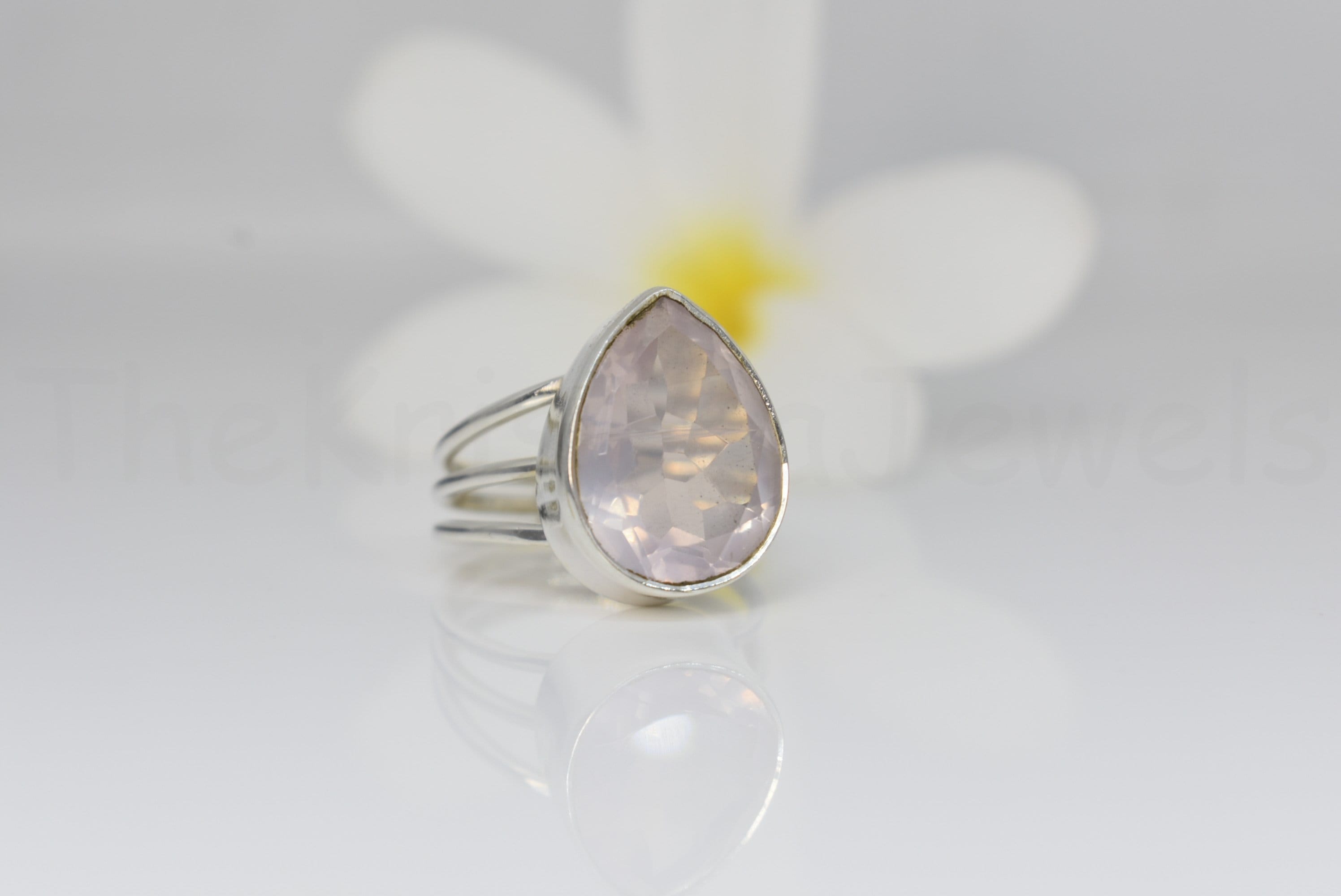 Rose Quartz Ring Sterling Silver Ring Pink Quartz Jewelry | Etsy