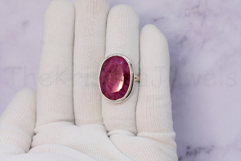 Indian Ruby Stone Ring 925 Silver Sterling Ring Oval Shape - Etsy