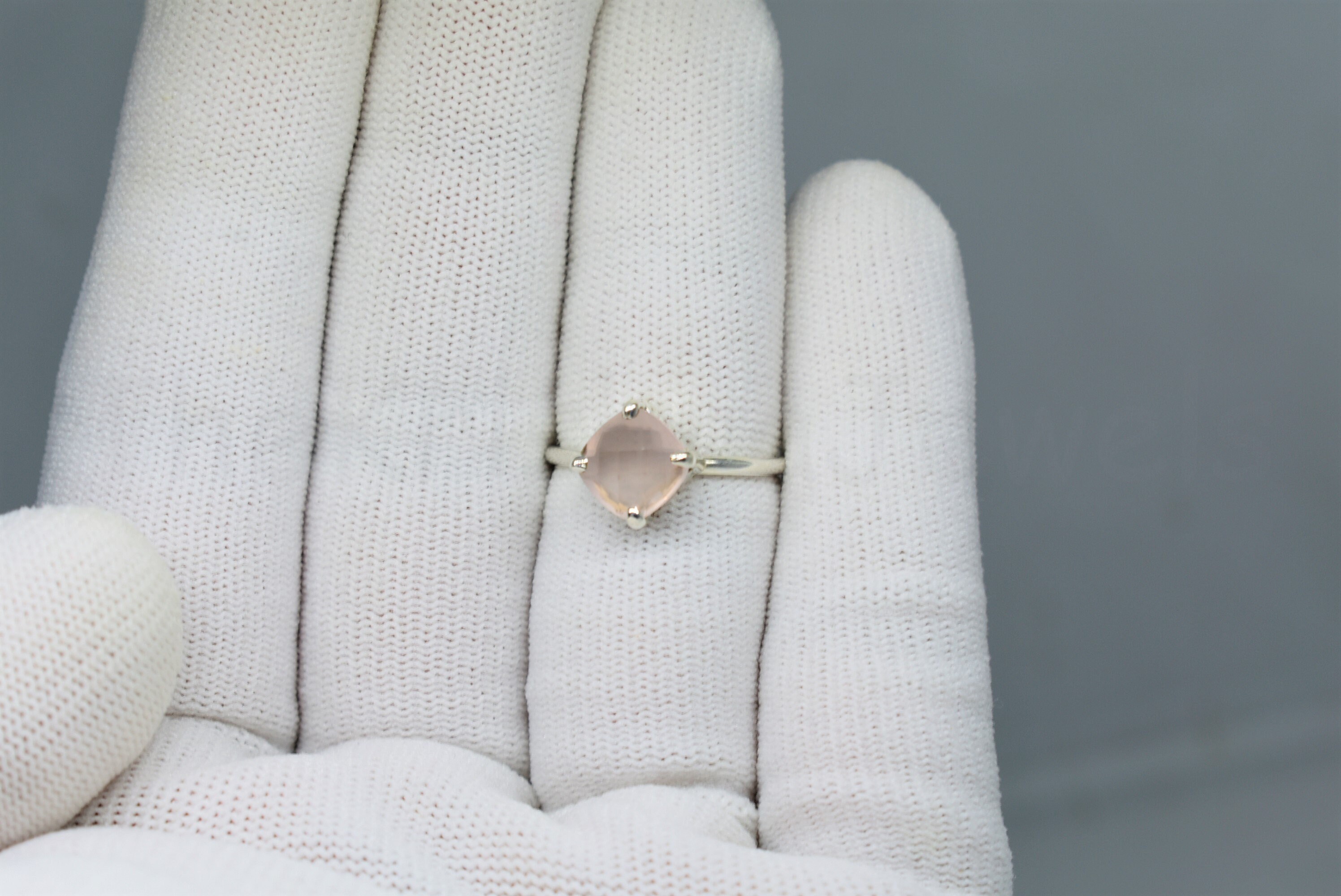 Pink Rose Quartz Ring 925 Sterling Silver Ring Cushion Shape | Etsy