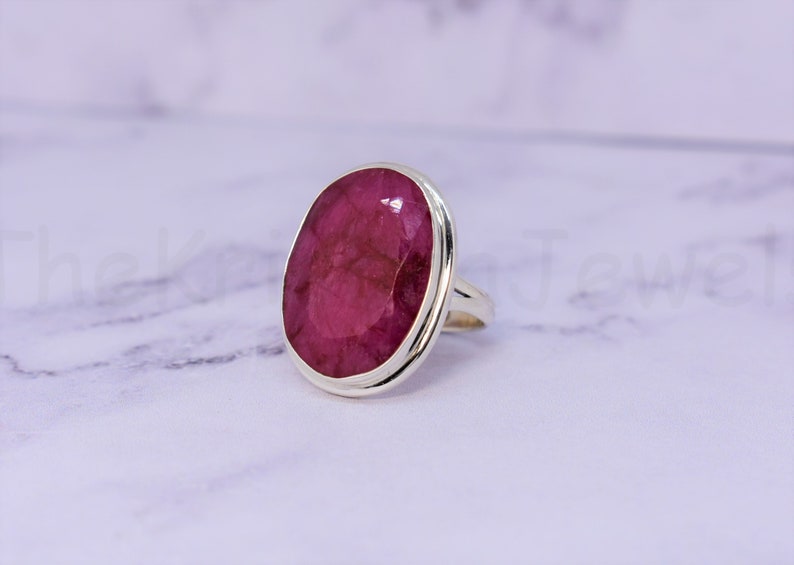 Indian Ruby Stone Ring 925 Silver Sterling Ring Oval Shape - Etsy