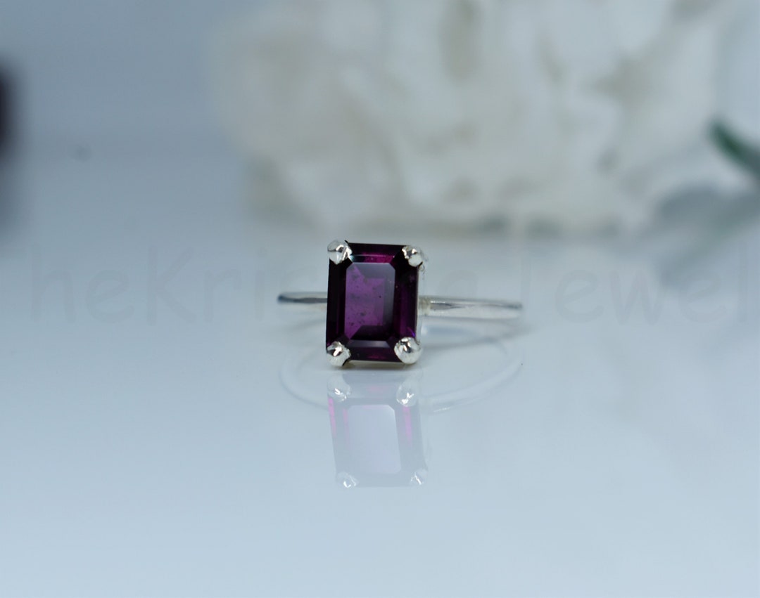 Pink Garnet Ring, 925 Silver Ring, Prong Ring, Statement Ring ...