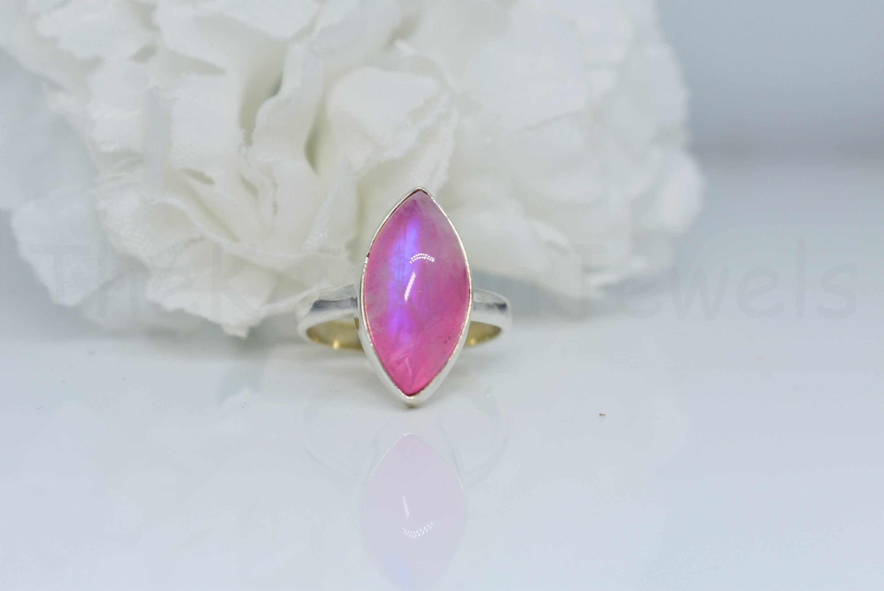 Pink Moonstone Ring 925 Silver Ring Marquise Ring Moonstone | Etsy