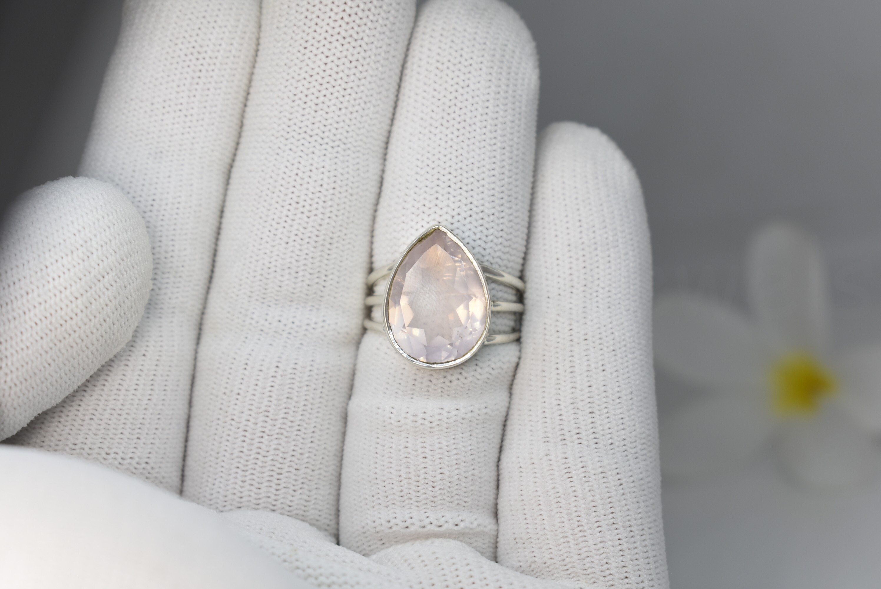 Rose Quartz Ring Sterling Silver Ring Pink Quartz Jewelry | Etsy