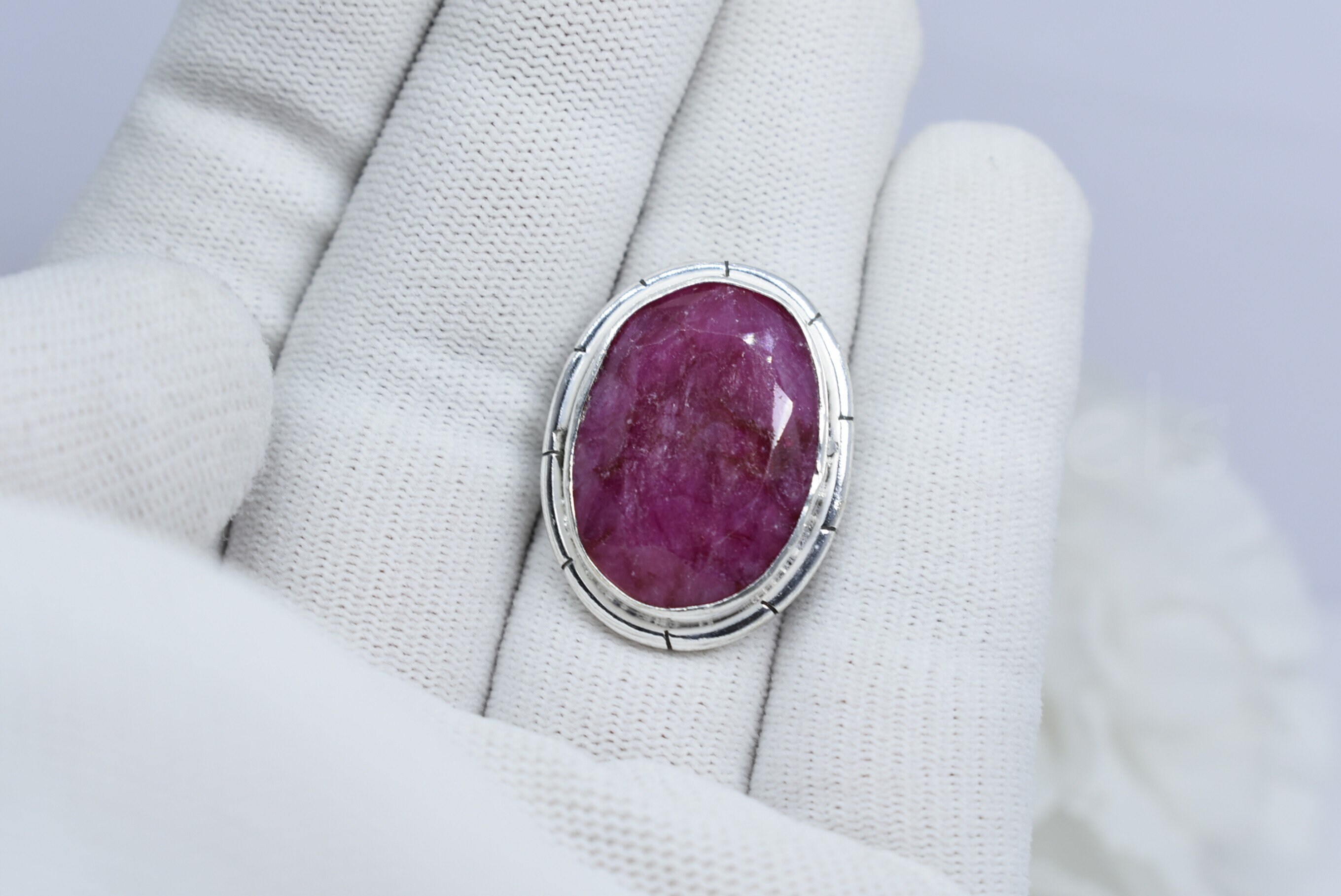 Indian Ruby Ring 925 Sterling Silver Ring Oval Shape | Etsy
