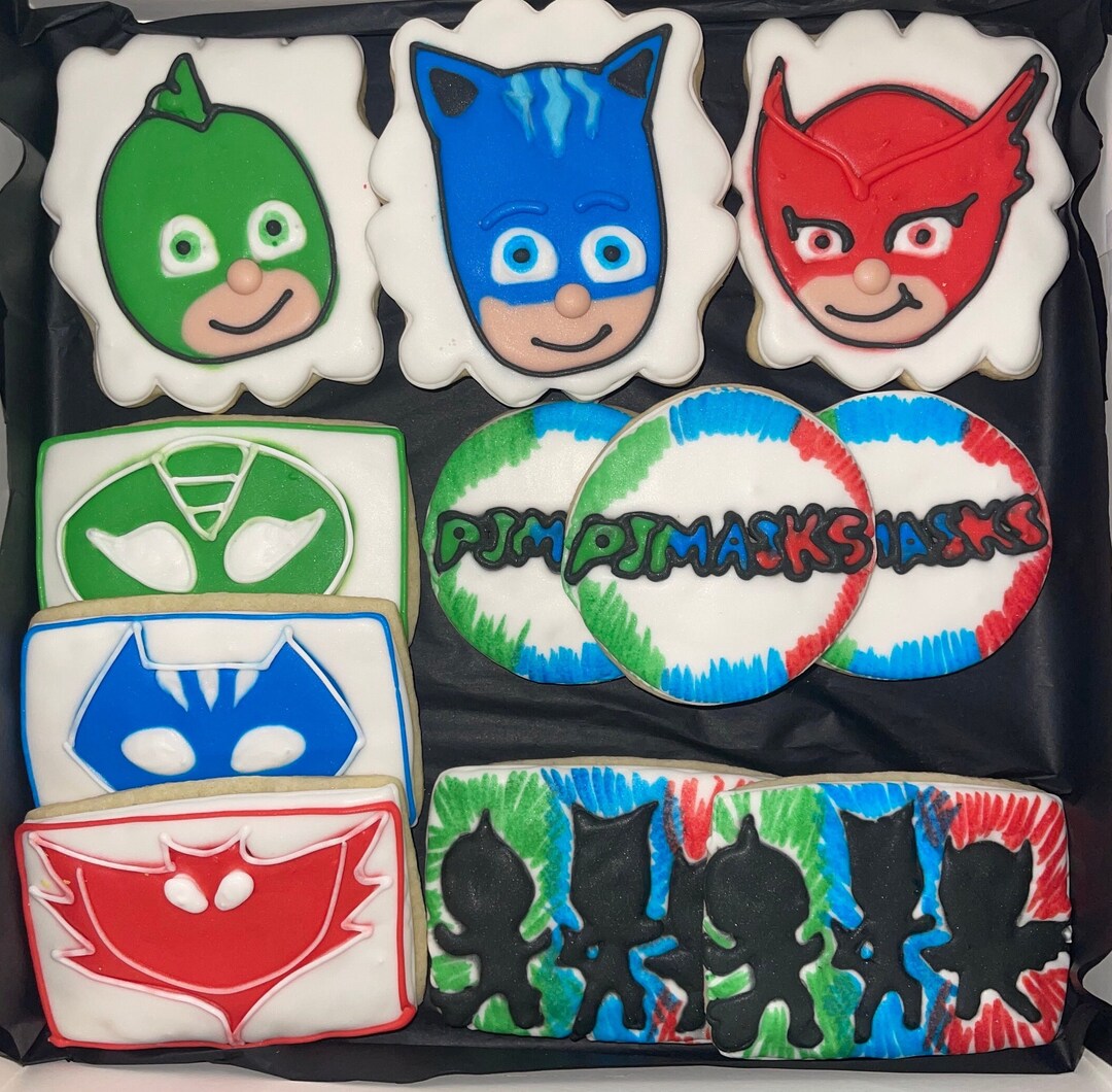 PJ Masks Cookies: Decorated Royal Icing Cartoon Cookies - Etsy