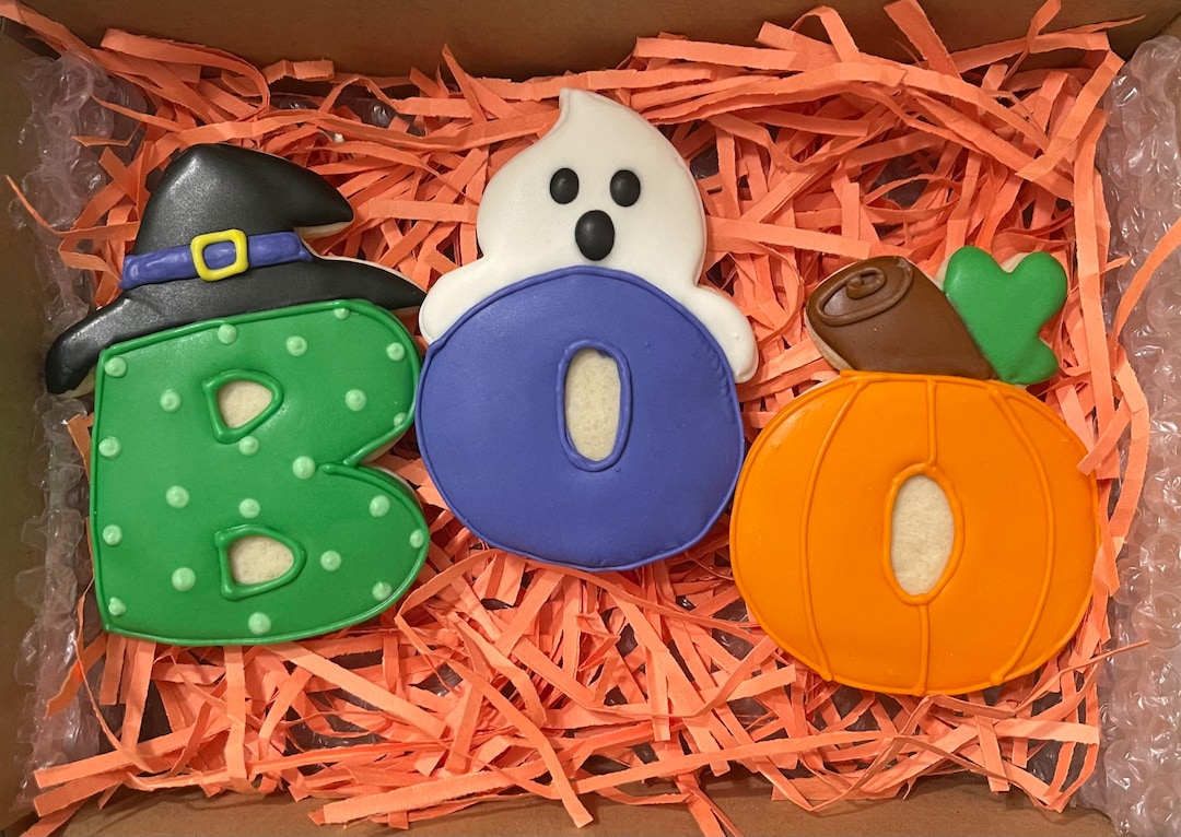 BOO Halloween Cookies: Royal Icing Decorated Cookies, 3pc Set - Etsy
