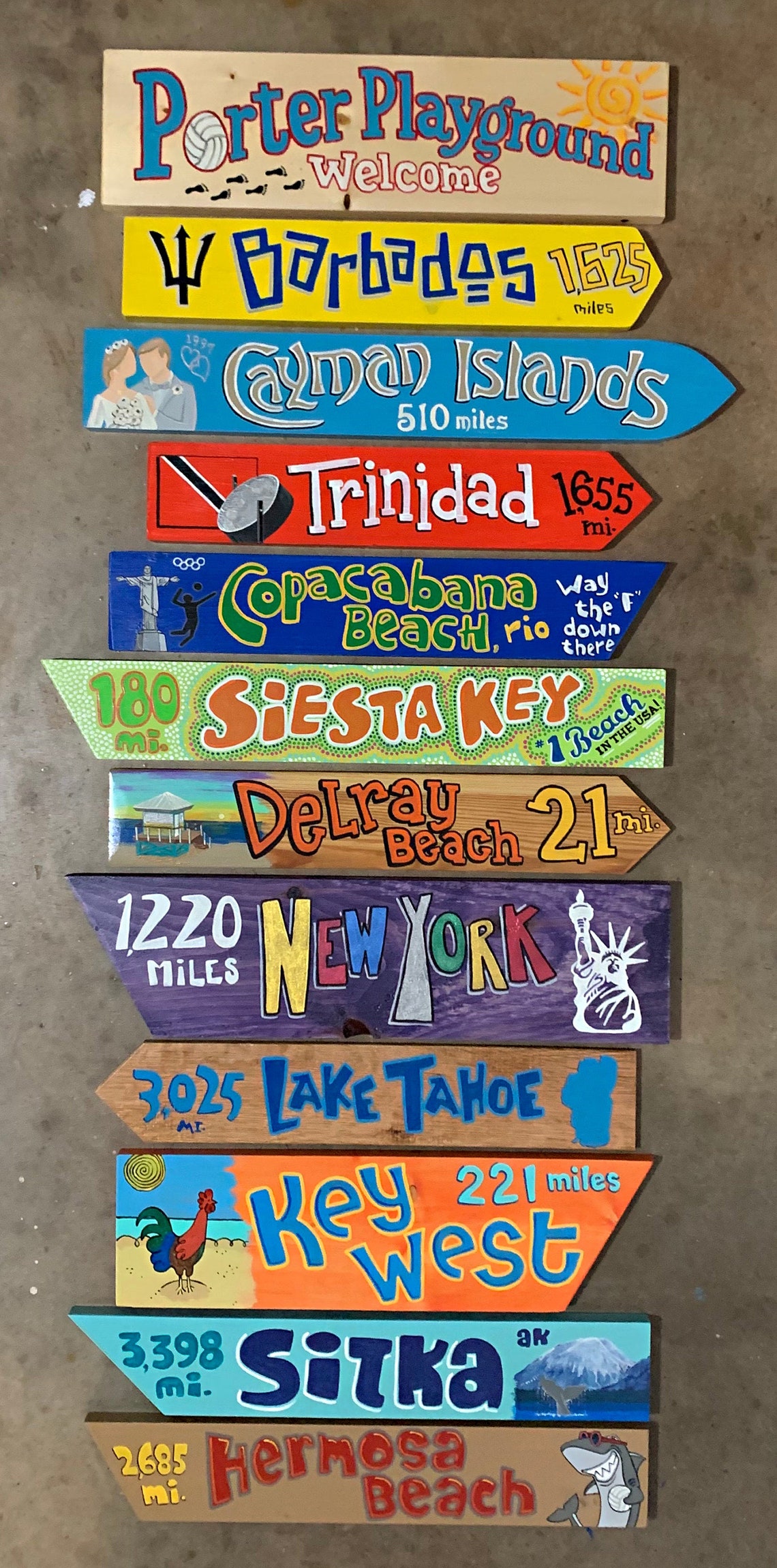 CUSTOM Directional Signs w/Destination on Wood for Tiki Bar | Etsy