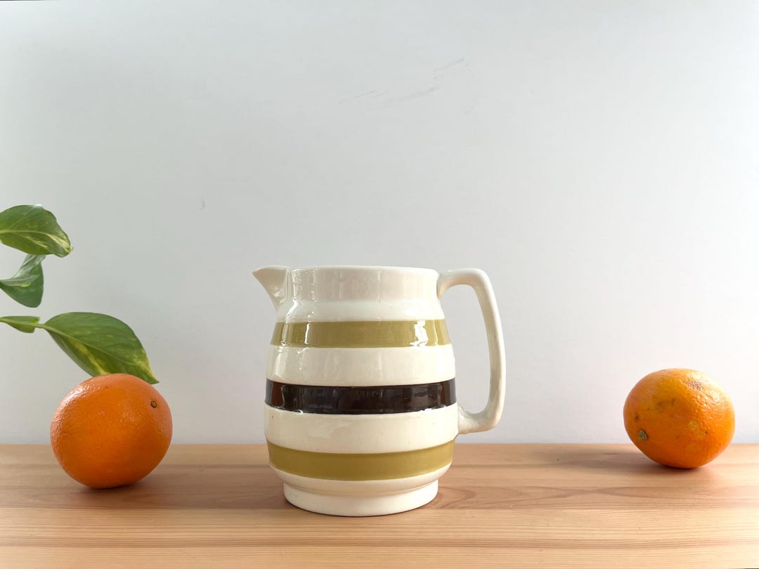 Carrigaline Small Pitcher or Jug With Beige Stripes | Made in Ireland ...