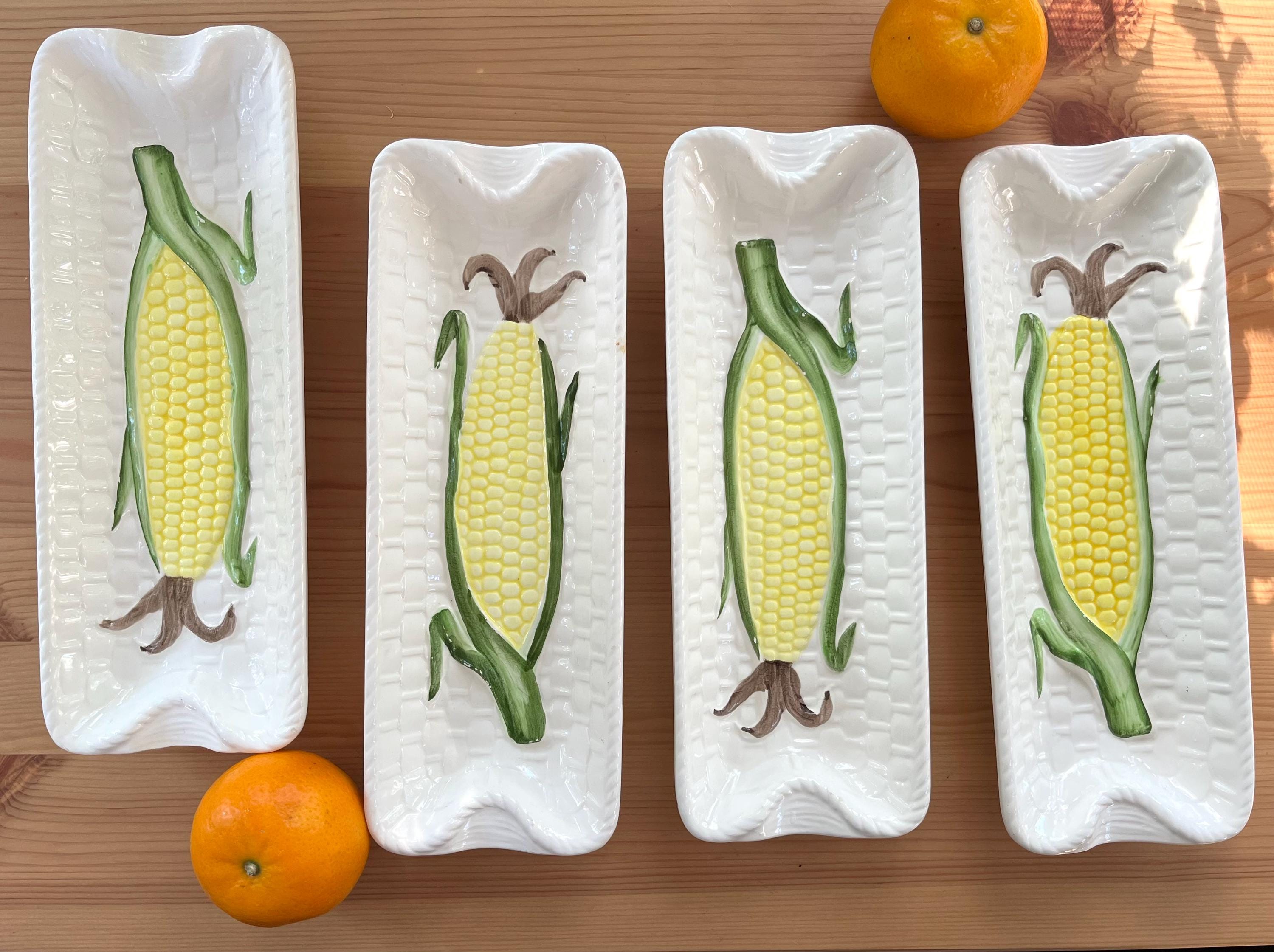 Vintage Corn on the Cob Plates, Set of 4 | Japan Circa 1970s | Majolica ...