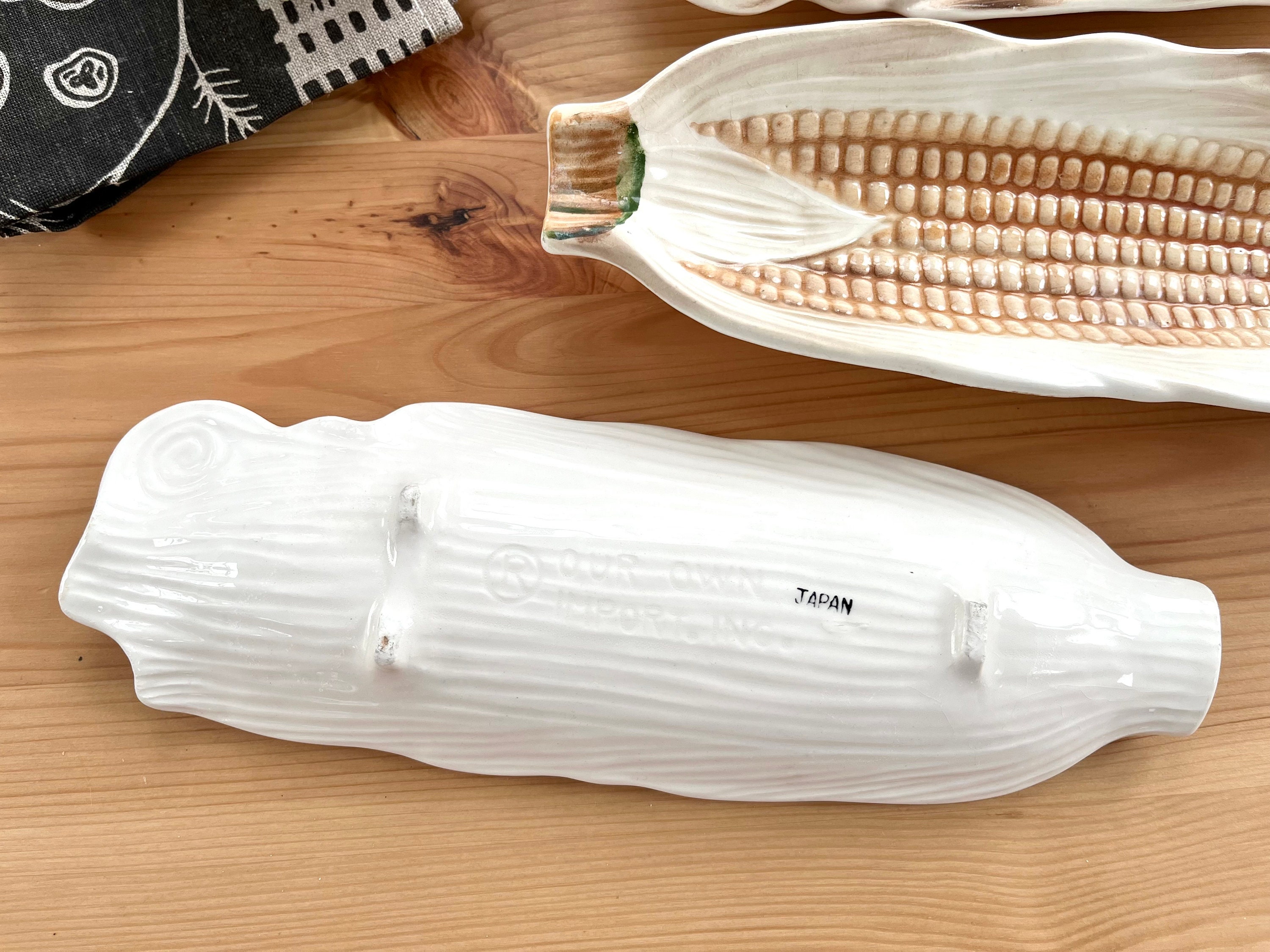 Vintage Corn on the Cob Plates, Set of 4 Majolica Style, Ceramic Corn ...