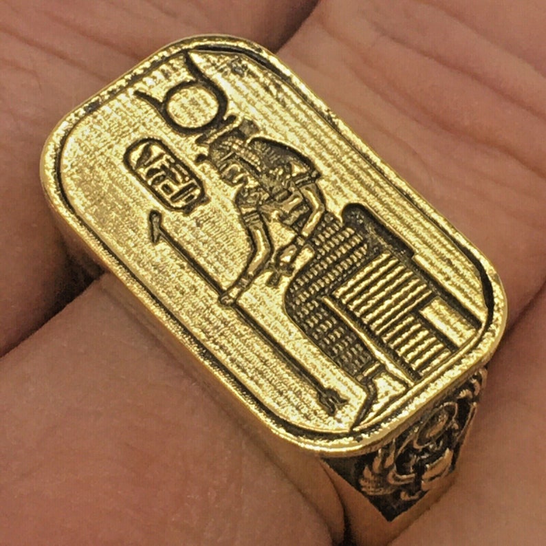 Vintage 14K Solid Gold Egyptian Ramesses II Statement Ring 14.7 Gram ...
