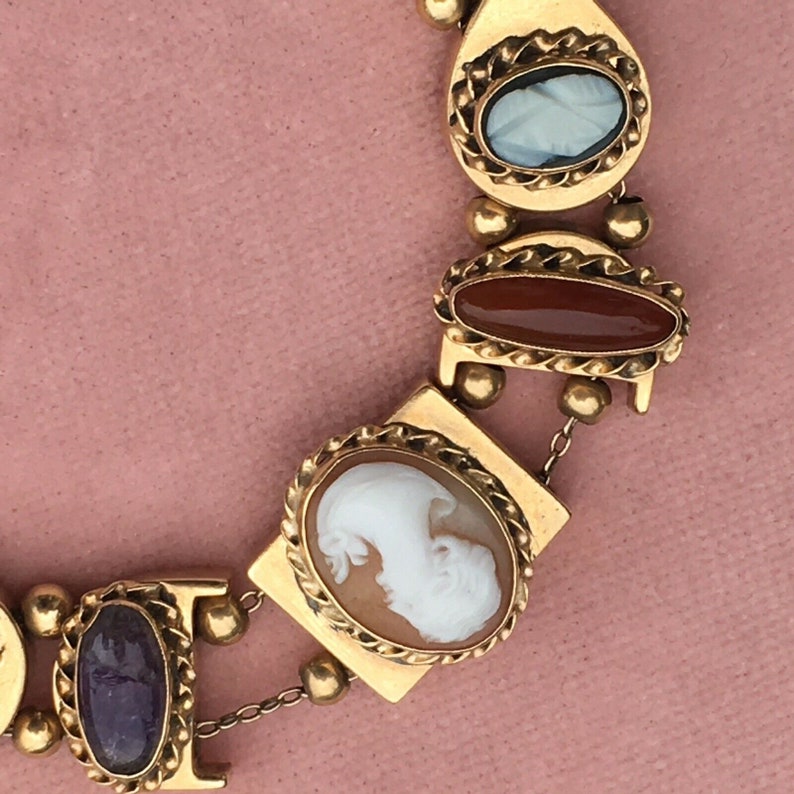Vintage 14K Retro Slide Bracelet 40s 11 Large Charms Carvings Wear ...