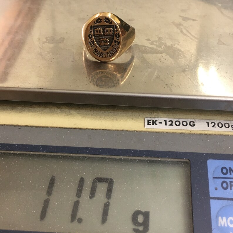 Vintage 14K Gold 1980s Class Ring Harvard University 11.7 Gram Size 7. ...