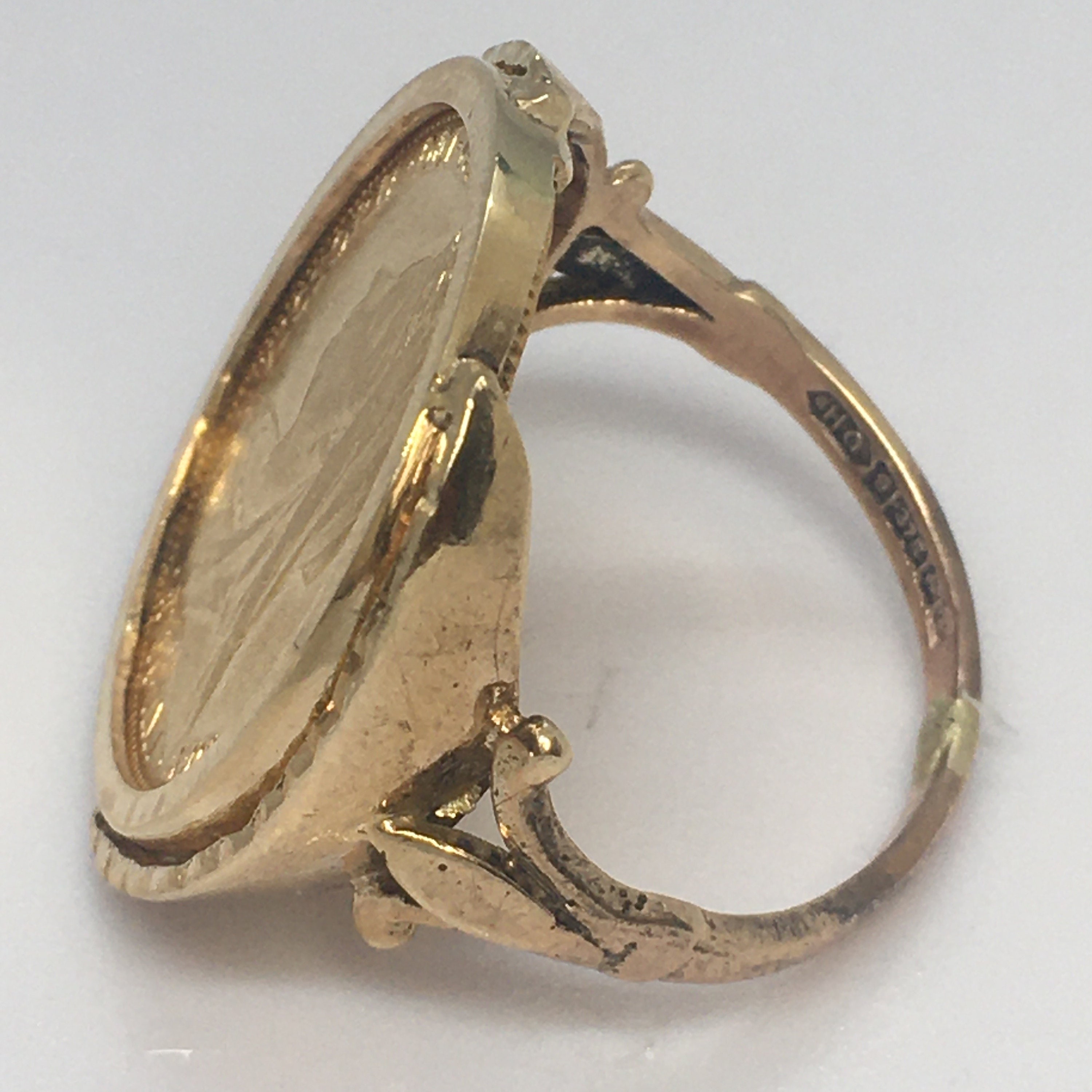 9K Gold Queen Victoria Sovereign Coin Ring - 1899 British Hallmarks ...