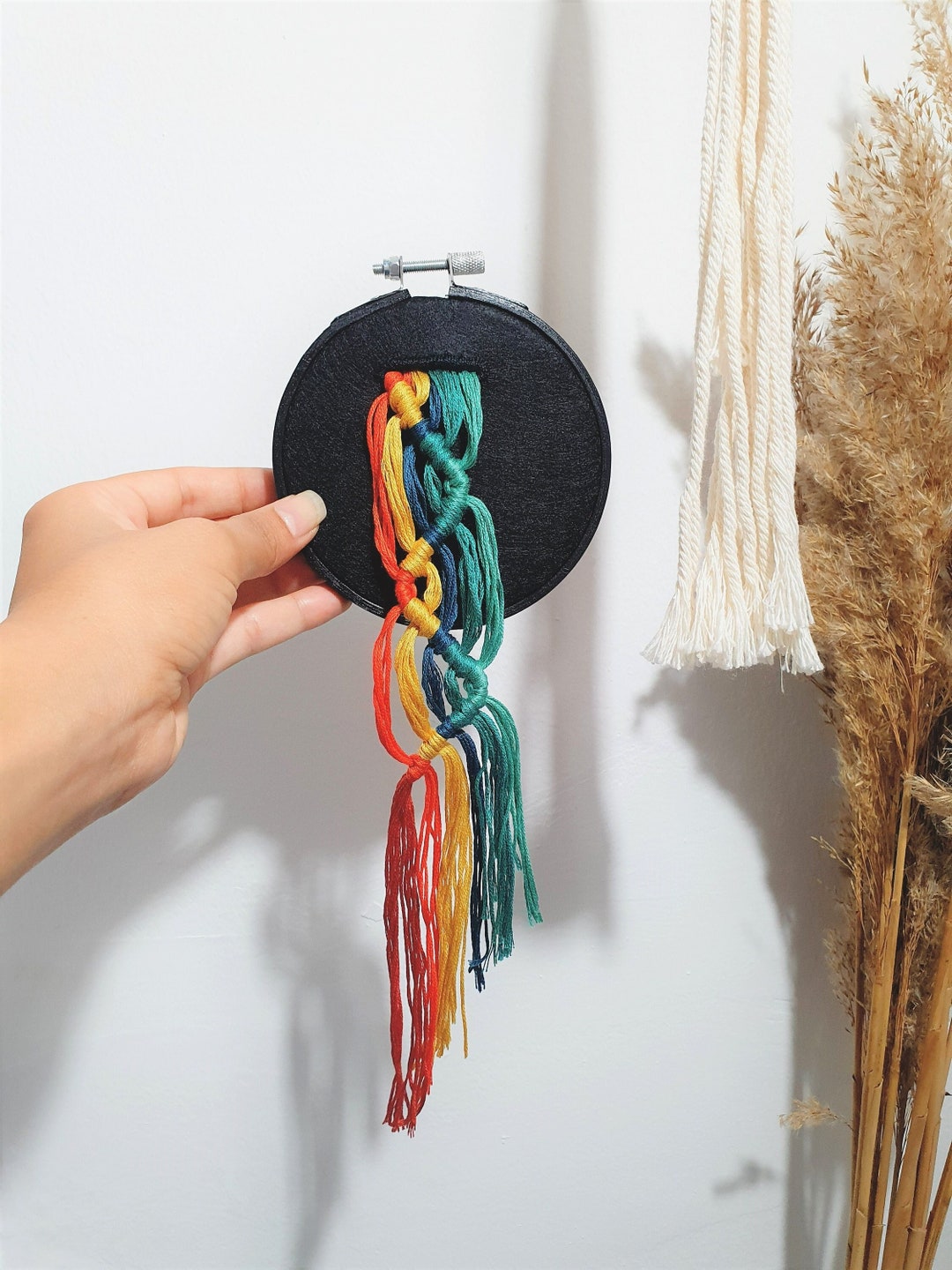 Rainbow Macrame Embroidery Hoop Art, Eclectic Home Decor - Etsy