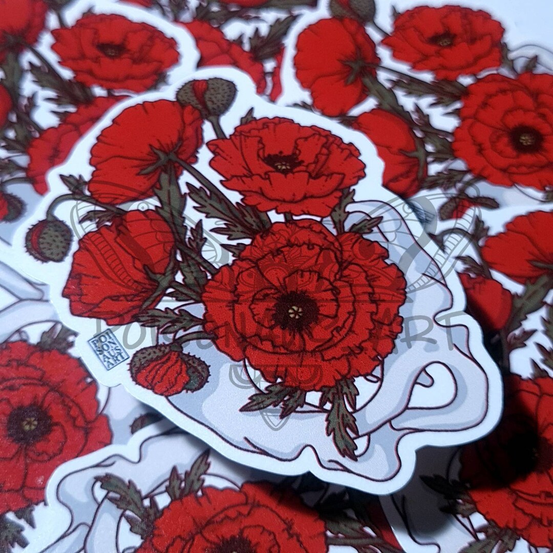 Pelvic Blooms Vinyl Sticker, Art Poppies Pelvis Bone Floral Flowers ...